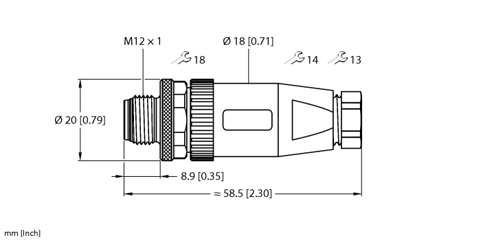 Field-Wireable Connector - M12 × 1 Round Connector with Pt1000 Sensor
