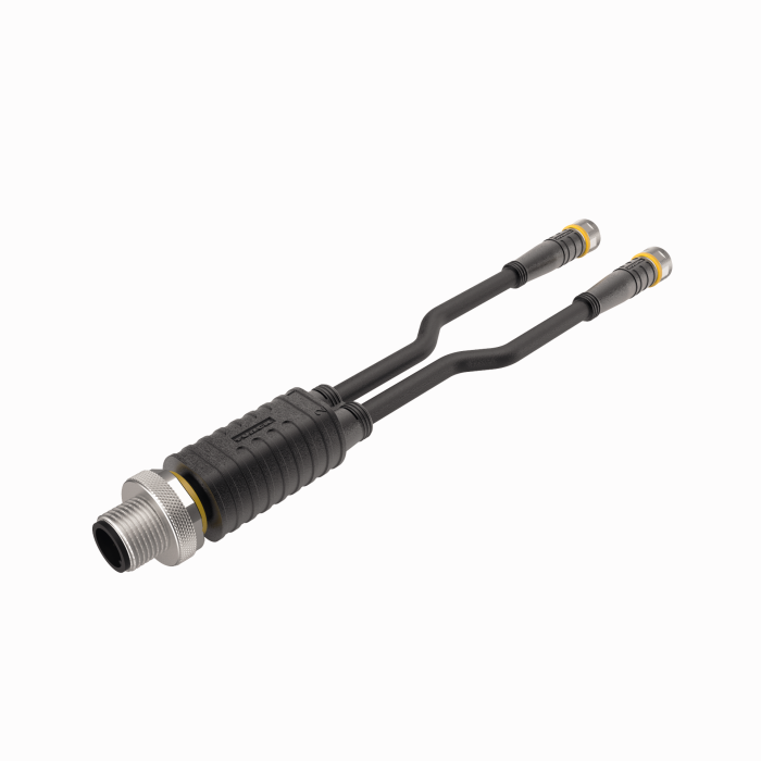 2-Way Splitter - Y-Splitter with Cable, Male M12 × 1 - 2x Female M8 × 1